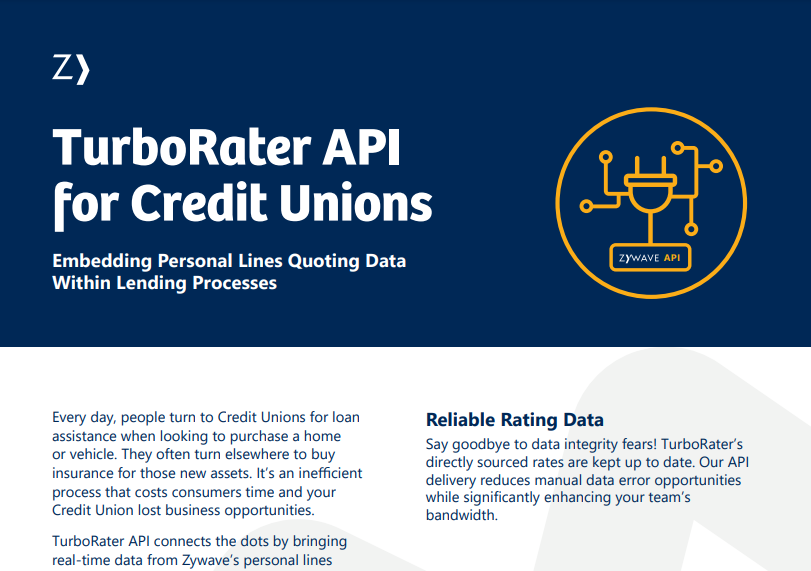 TurboRater API for Credit Unions Info Sheet - Zywave